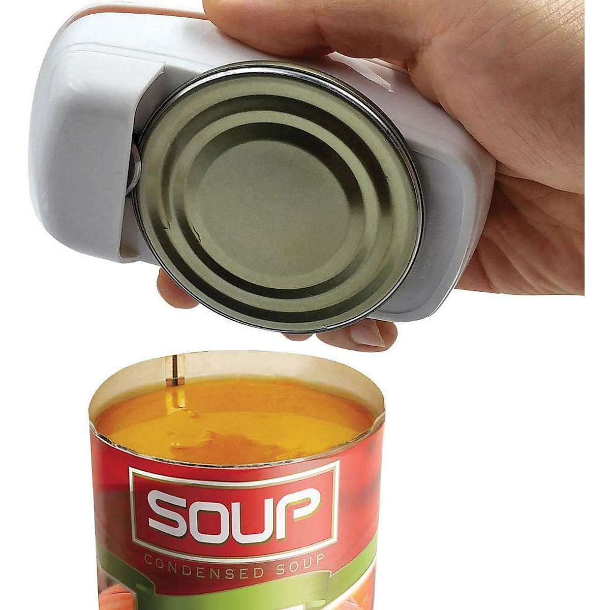 One-Touch Electric Can Opener, Handheld Easy Grip Press Start and Stop Automatic Operation, Lightweight, Twist-free, Arthritis Relief