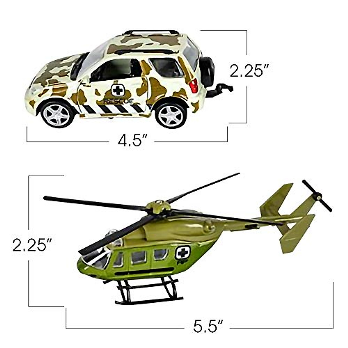ArtCreativity SUV Toy Car with Trailer and Helicopter Playset for Kids, Interactive Northern Trek Play Set with Detachable Helicopter & Opening Doors on 4 x 4 Car, Best Birthday Gift for Boys & Girls