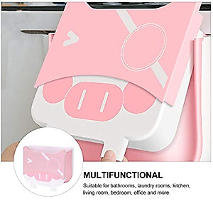 Cabilock Kitchen Hanging Trash Can Small Foldable Waste Bins Hanging Cabinet Trash Can Home Wall Bedroom Office Car Waste Container (Pink)