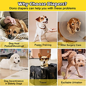 Dono Dog Diapers Female with Stretchy Waist-28Pcs, Disposable Full Wrap Female Puppy Dog in Heat Period Diapers, 360° Leak-Proof Super Absorbent Doggie Puppy Diapers for Small Medium Large Dogs