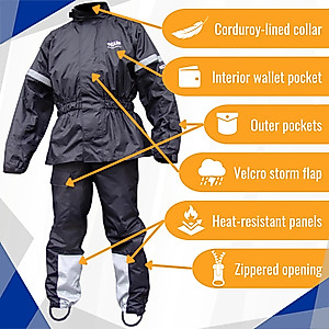 GEARS Dri-Tek Two Piece Rain Suit (4X-Large) - Full Body Waterproof Rain for Men & Women - Rain Coat for Motorcycle & ATV Riders - Weatherproof Outdoor Rain Suits for Hiking, Fishing, Work, Sport
