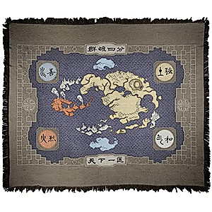 LOGOVISION Avatar The Last Airbender Blanket, 50"x60" Map Woven Tapestry Cotton Blend Fringed Throw Blanket