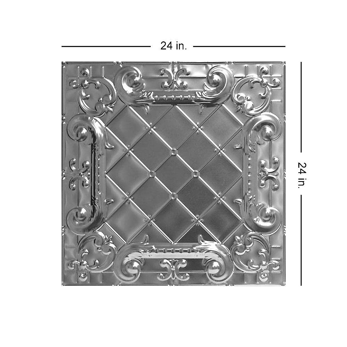 Romeo, Romeo 2 ft. x 2 ft. Tin Plated Steel Wall and Ceiling Patterns Drop in Steel (Unfinished) 6 Pack