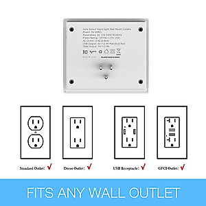 Multi Plug Outlet Extender with USB Wall Charger and Night Light, 3 Electrical Outlet Splitter 2 USB Phone Charger Wall Plug for Cruise Essentials, Multiple Power Outlet Expander with Charging Station