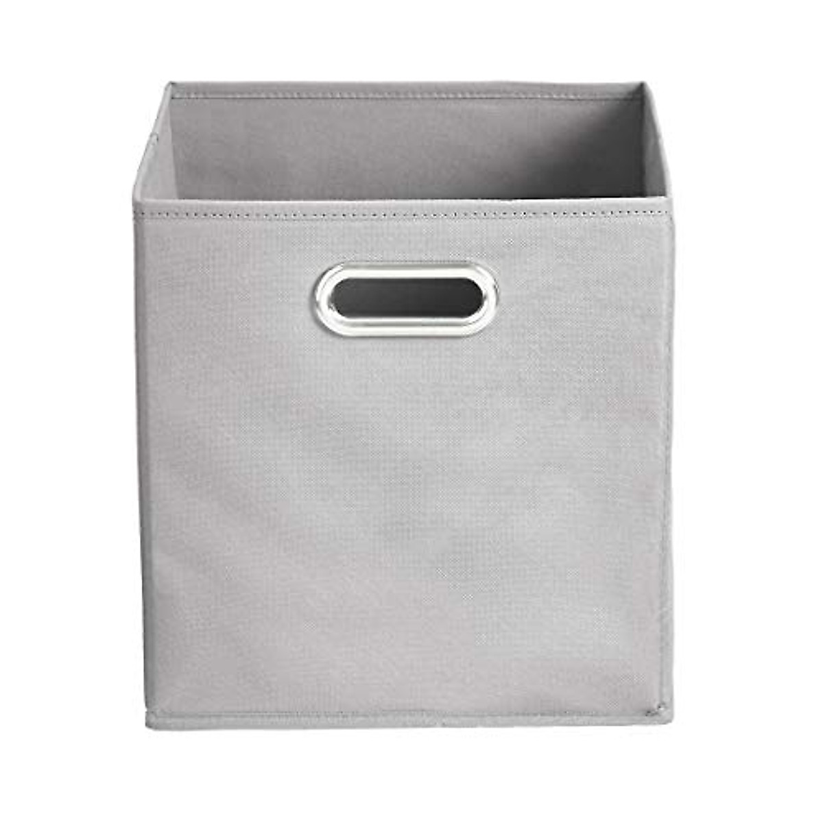 Amazon Basics Collapsible Fabric Storage Cubes with Oval Grommets - 6-Pack, Light Grey