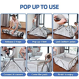 Baby Playpen Foldable, Tksd&m Large Play Yard,Playpen for Babies and Toddlers, Play Pens for Babies and Toddlers with Gate, Indoor & Outdoor Portable Play Pen