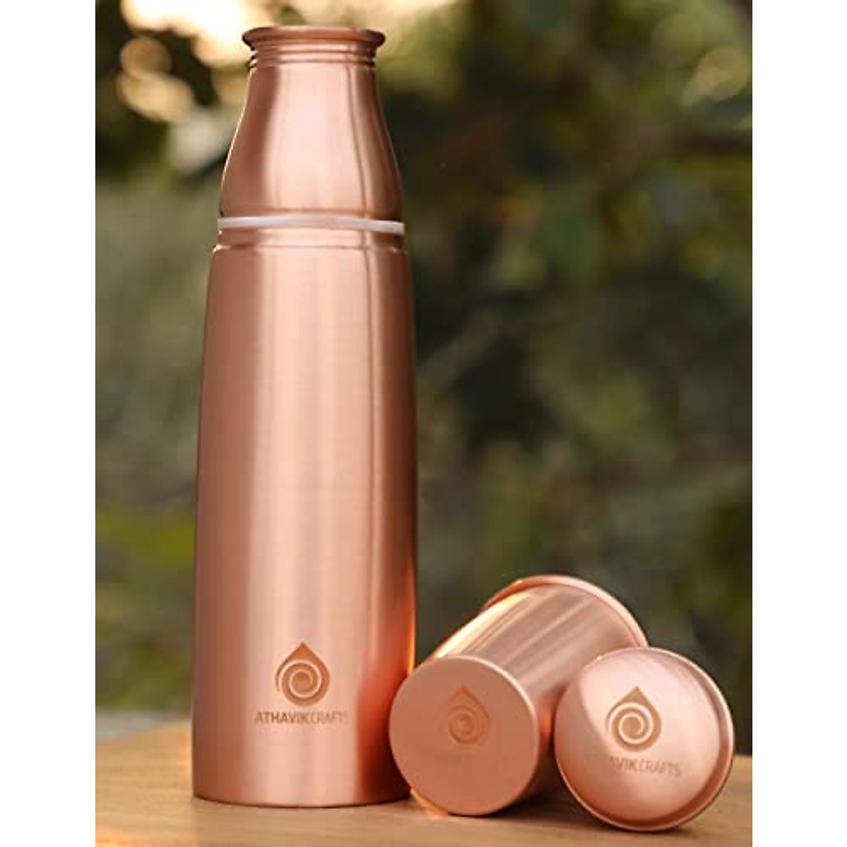 Athavik Crafts Water Bottle 34 Oz Copper Bottle Water with Lid, Ayurvedic Copper Drinking Vessel, Copper Water Vessel, Water Bottle Large Leak Proof