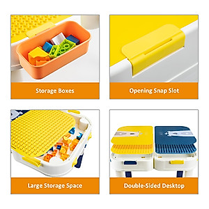 RedCrab Kids Foldable Building Block Table, Play Table and Building Blocks Toy, Children's Building Block Table with Storage, Toddler Multi Activity Play Table - Convertible into Luggage with Wheels