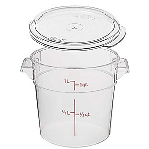 Cambro RFSCW1135 Camwear Clear Round 1 Qt Storage Container with Clear Round Lid RFSCWC1135
