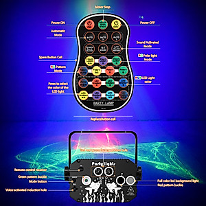 Enjoyedled DJ Disco Stage Party Lights - Northern Laser Light Effect RGB Led Sound Activated Strobe Lighting with Remote Control for Indoor Birthday Halloween Karaoke Club KTV