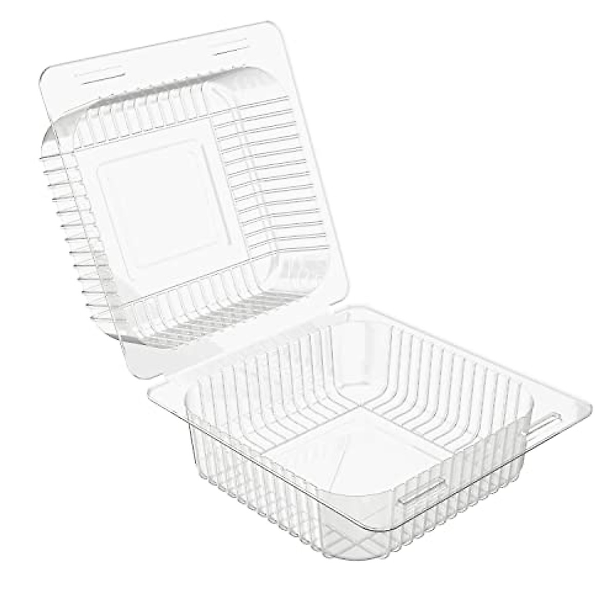 100 Pcs Clear Plastic Hinged Take Out Containers Disposable Clamshell Food Cake Containers with Lids 5.3 x 4.7 x 2.8 inch for Dessert, Cakes, Cookies, Salads, Pasta, Sandwiches