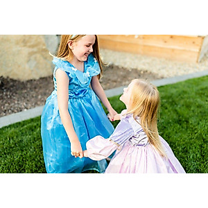 Little Adventures Deluxe Cinderella Butterfly Princess Dress Up Costume for Girls (Large Age 5-7) - Machine Washable Child Pretend Play and Party Dress with No Glitter