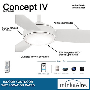 MINKA-AIRE F465L-WH Concept IV 54" Ceiling Fan with LED Lights, White