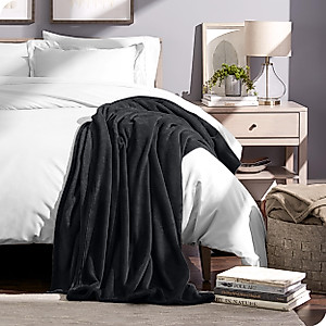 Bare Home Fleece Blanket - Twin/Twin Extra Long Blanket - Black - Lightweight Blanket for Bed, Sofa, Couch, Camping, and Travel - Microplush - Ultra Soft Warm Blanket (Twin/Twin XL, Black)