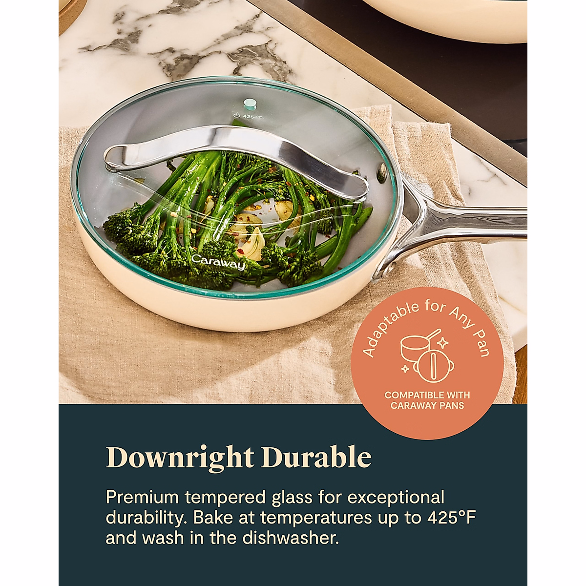 Caraway 8" Glass Lid for Pots and Pans - Made With Tempered Glass - Sized to Fit Caraway Ceramic-Coated & Stainless Steel Cookware