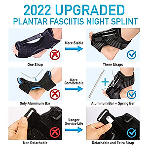 Hourten Plantar Fasciitis Relief Night Splint, 2023 Upgraded Plantar Fasciitis Ankle Brace for Plantar Fasciitis Relief Achilles Tendonitis Relief Foot Drop Heel Arch Pain Support