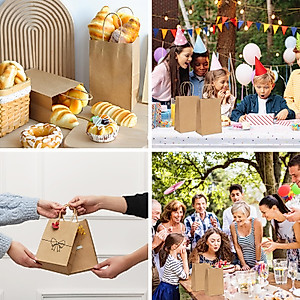 Moretoes 110pcs Small Gift Bags, 5.25x3.2x8 Inches White Kraft Paper Bags with Handles Bulk, Retail Bags for Small Business, Shopping Bags, Birthday Wedding Party Favor Bags, Merchandise Bags