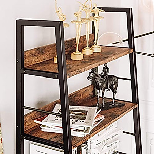 IRONCK Industrial Bookshelves and Bookcases, Ladder Shelf 5 Tier with Metal Frame for Living Room, Home Office, Rustics Brown
