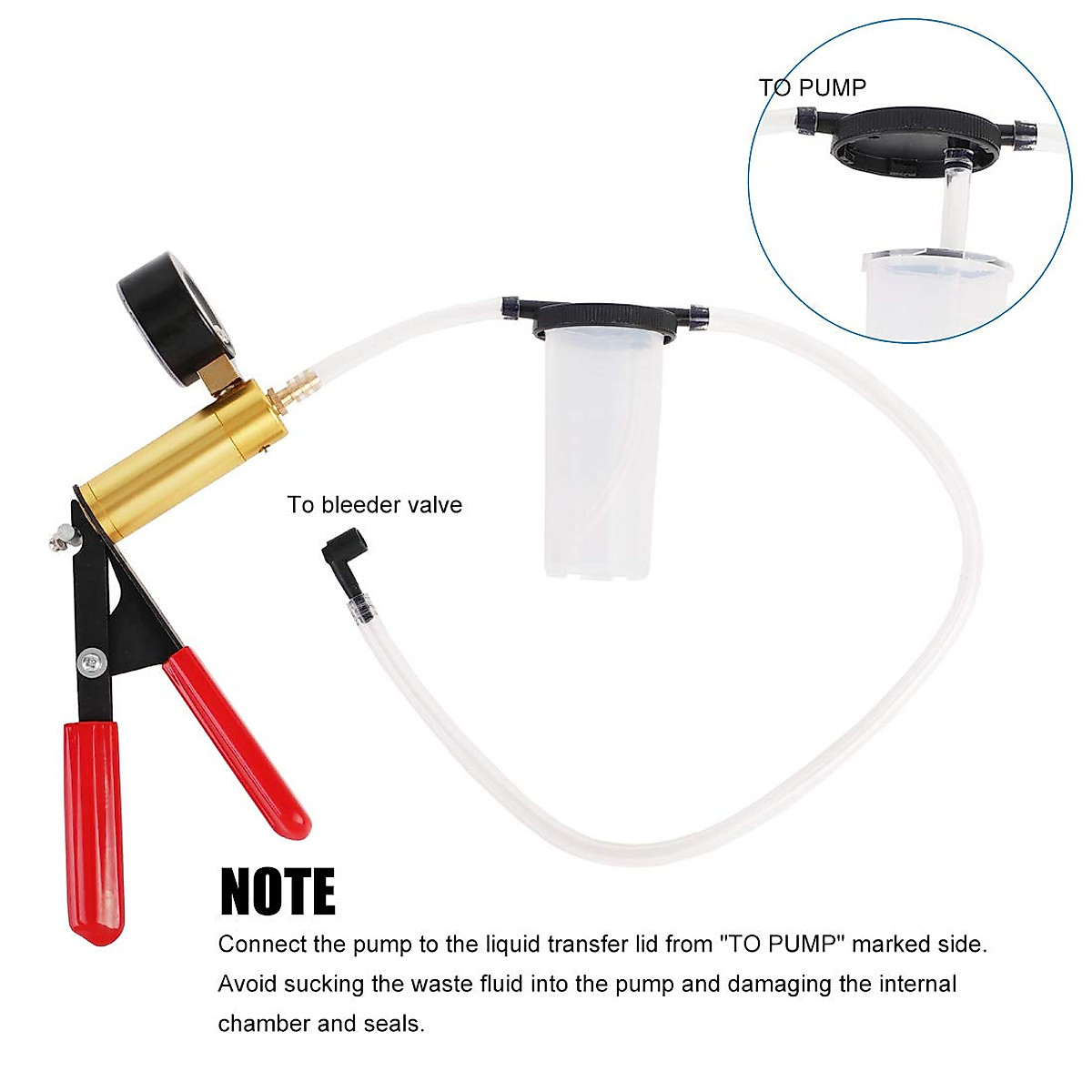 JIFETOR Hand Vacuum Pump Tester and Brake Clutch Bleeder Tool 2-in-1 Kit, One-Man Handheld Automotive Brake Fluid Bleeding Set, with Gauge Jar Adapters for Bike Motorcycle Car Truck Diagnosis