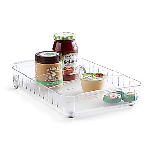 YouCopia FreezeUp Freezer Bin 12", Fridge Organizer with Storage, BPA-Free Food-Safe Container & RollOut Fridge Caddy, 9" Wide, Clear