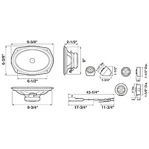 PIONEER TS-A692C A Series 6" x 9" 450 W Max Power, Carbon/Mica-Reinforced IMPP Cone, 20mm PI Tweeter - Component Speakers (Pair)