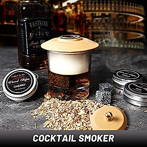 AJIJING Cocktail Smoker Kit with 4 Flavour Wood Chips-Old Fashioned Smoker Kit for Drinks, Whiskey, Bourbon, Drink Smoker Infuser Kit, Best Gift for Husband, Father, and Whiskey Lovers