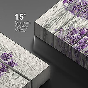 wall26 Canvas Print Wall Art Bouquet of Lavender Flowers on Wood Panels Floral Flower Photography Modern Art Rustic Scenic Relax/Calm Multicolor for Living Room, Bedroom, Office - 16"x24"