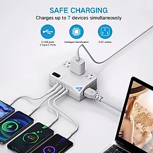 Travel Voltage Converter Step Down, 250W International Power Adapter for Hair Straightener/Curling Iron, Including UK/US/EU/AU/IT/India Universal Plug Adapter (White)