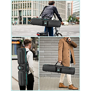 PEKREWS Pool Cue Case 4x4 Pool Stick Bag with Backpack Straps Soft Billiard Cue Carrying Case with Shoulder Strap, Billiard Stick Case Holds 4 Butts 4 Shafts and Billiards Accessories, Black