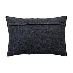 Creative Co-Op 24 Inches Cotton Blend Lumbar Jute Embroidery, Charcoal and Natural Pillow, Gray