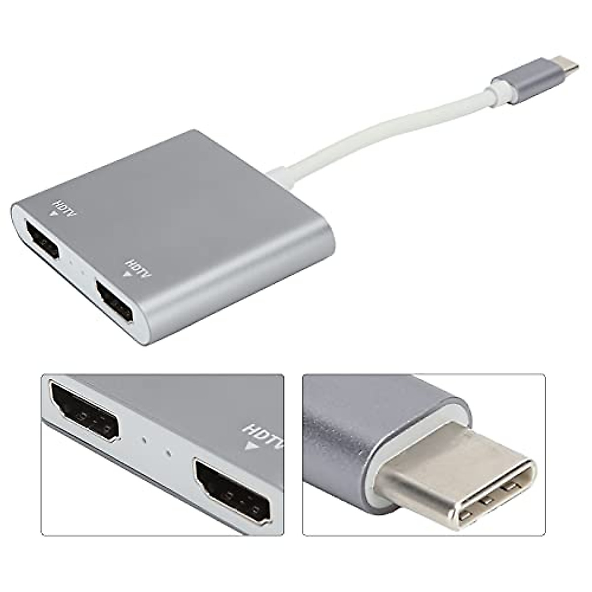 2 in 1 USB C Hub, Type C to HDMI Adapter Video Converter Docking Stations for Laptop Plug and Play