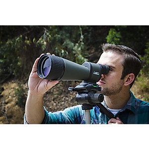BARSKA Benchmark 25-125x88 Waterproof Straight Spotting Scope, Green/ Black