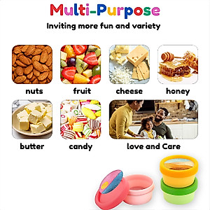 HOUSYLOVE Plastic Small Containers With Lids For Lunch Box, Colorful Painting Mini Containers With Lids, Tiny Containers With Lids, Dip Containers For Lunches, 6 Pack