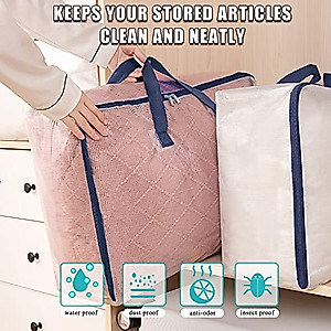 Clear Storage Bags with Zipper, 75L Extra Large Capacity - Closet, Underbed Storage Organizer for Clothes, Bedding, Comforter, Toys, Pillow & Blanket, 3 Pack