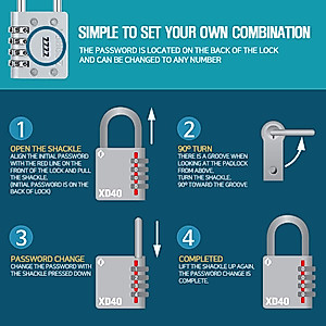 Zarker XD40 Combination Lock, 4 Digit Padlock for School Gym Sports Locker, Fence, Toolbox, Case, Hasp Storage (1-Pack, Emerald)