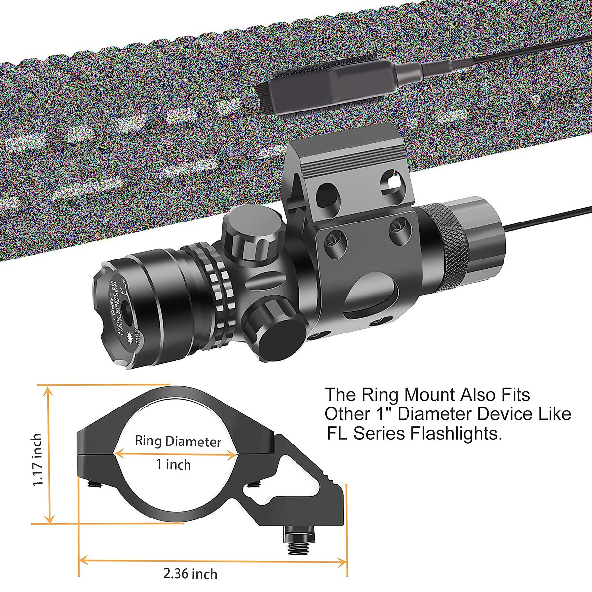 Feyachi GL6 Tactical Green Laser Sight with 45 Degree M61 M Lock Rail Mount and Pressure Switch