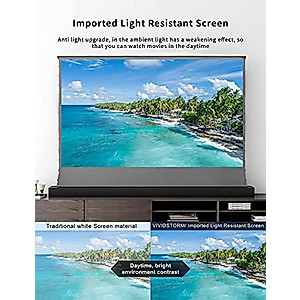VIVIDSTORM-3D Long Focus Ambient Light Rejecting Screen Material, Motorized Floor-Rising Projection Screen,Compatible with Lumen up to 1800ANSI of Normally Projector,VSDSTALR120H-3D