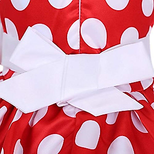 FYMNSI Toddler Girls Polka Dots Princess Birthday Party Pageant Cap Sleeve Dress with Ear Headband Outfits Red 3-4 Years