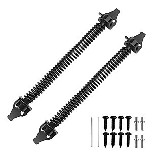 2 Pack 14 Inch Heavy Duty Self Closing Fence Gate Spring, Adjustable Automatic Gate Closure Hardware for Outdoor Wooden Gate and Vinyl Fence, Carbon Steel with Black Powder Coating, by GENHAKON