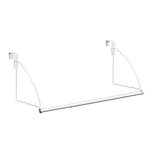 Tajsoon Over The Door Closet Valet, Expandable & Adjustable Over The Door Clothes Organizer Rack and Door Hanger for Clothing or Towel, Drying Clothes, Bathrooms, Fits Doors up to 1¾”, Metal, White