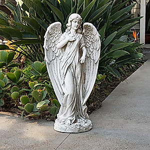 Alpine Corporation QFC104 Angel Statue Outdoor Garden, Patio, Deck, Porch-Yard Art Decoration, 31-Inch Tall, White