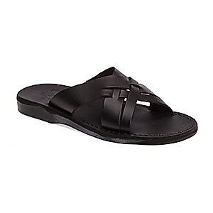 Jerusalem Sandals Jesse - Leather Woven Strap Sandal - Black