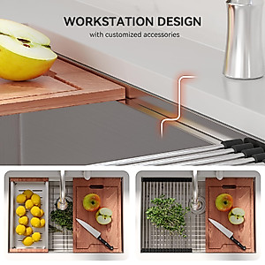 27 Undermount Kitchen Sink - LORDEAR 27x19 Inch 16 Gauge Stainless Steel Kitchen Sinks Under Counter Ledge Workstation Single Bowl Basin