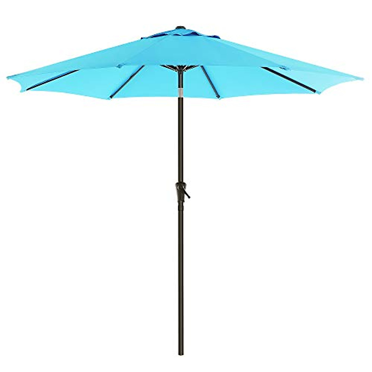 SONGMICS 7.5 ft Outdoor Umbrella, 8 Ribs, UPF 50+, Tilt and Crank, Base Not Included, for Deck, Patio, Garden, Pool, Lake Blue