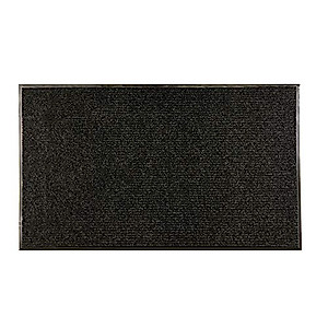 Restaurantware Comfy Feet 60 x 36 Inch Non-Slip Floor Mat, 1 Ribbed Carpet Utility Mat - Indoor and Outdoor, for Homes or Offices, Black Polyester Fibers Entry Mat, Vinyl Backing, Easy to Clean