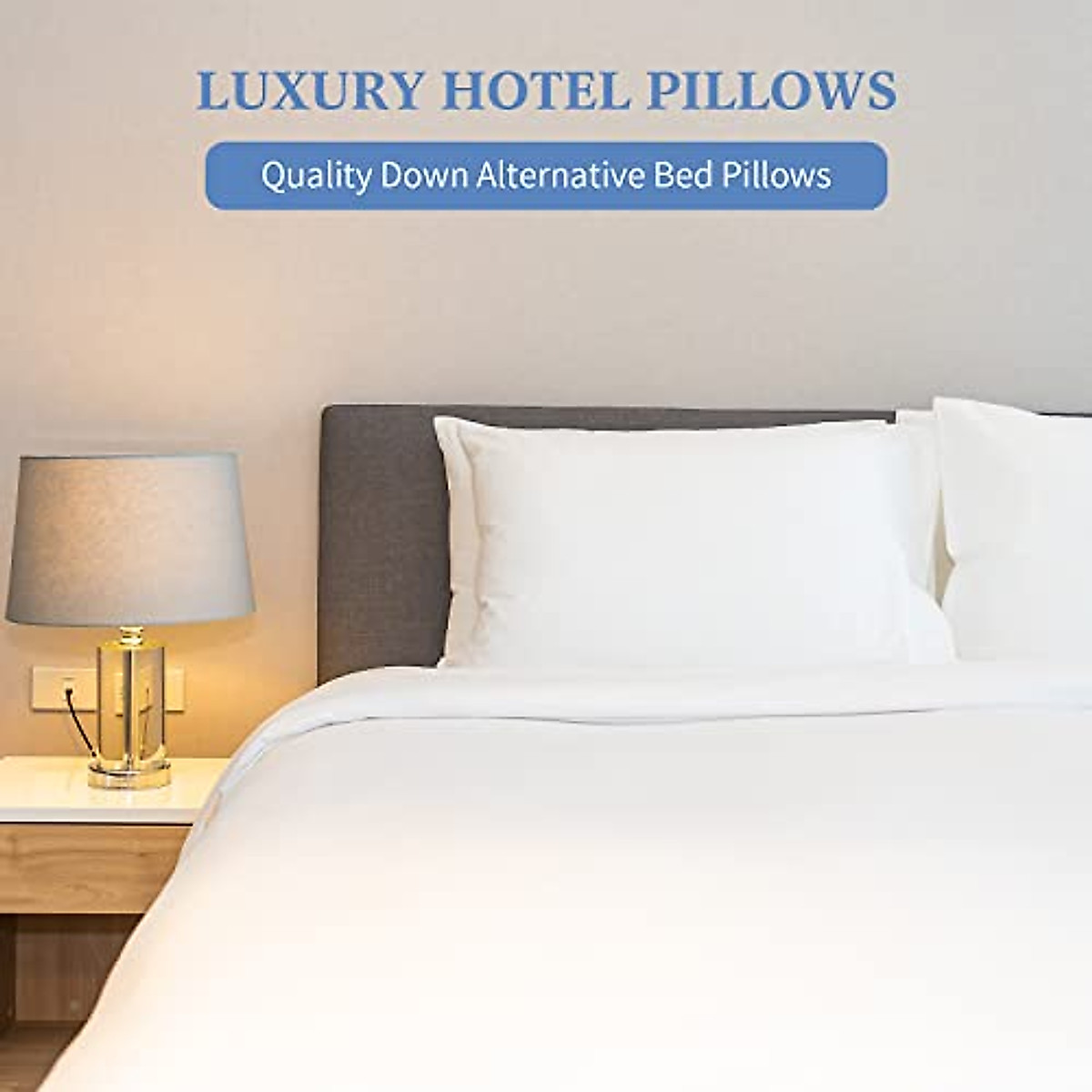 Sherwood Hotel Collection Bed Pillows for Sleeping 2 Pack Queen Size, Soft Microfiber Cover and 3D Super Soft Down Alternative Filled White Pillows, 20x28 Inches