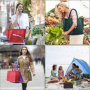 HECTOLIFE 20-Pack Reusable Grocery Bags，Large Washable Foldable Shopping Bags，Heavy Duty Tote Bags with Reinforced Handles(Multicolor)