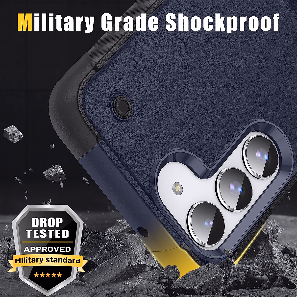 Asuwish Phone Case for Samsung Galaxy S23 5G with Tempered Glass Screen Protector Cover and Slim Stand Military Grade Hybrid Cell Accessories S 23 23S GS23 G5 SM-S911U 6.1 inch Women Men Blue