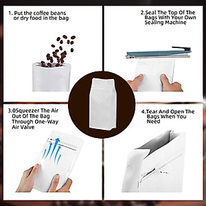 Obsoorth Air tight Coffee Bags with One Way Valve Resealable Aluminum Foil Stand up Smell Proof 25 Pieces Ziplock Coffee Bean Storage Pouches for Home and Store, Matte White 1lb