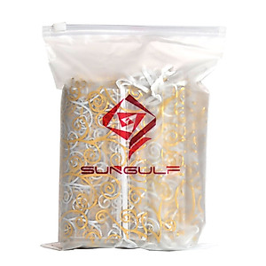 SUNGULF 50pcs Organza Pouch Bag Drawstring 5"x7" 13x18cm Strong Gift Candy Bag Jewelry Party Wedding Favor (Gold Silver)